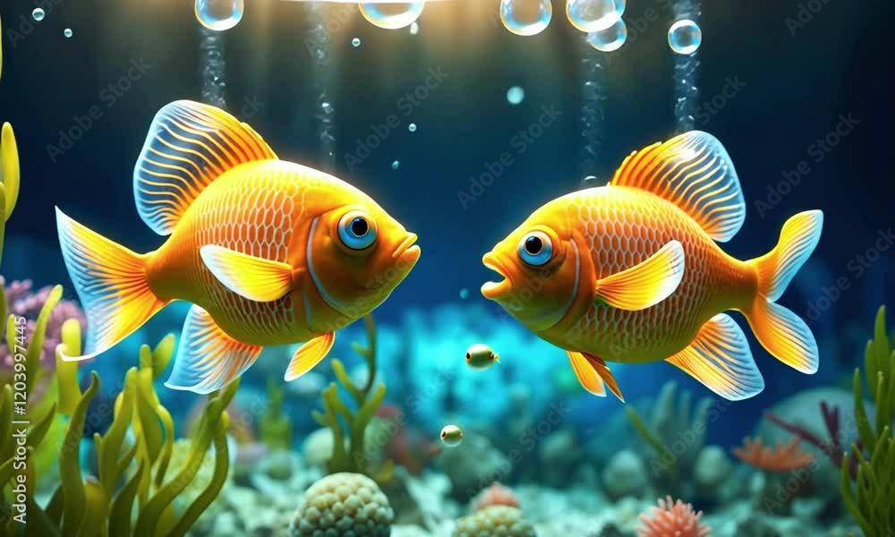 Fish compete in a lively bubble-blowing race, creating air bubbles to ...