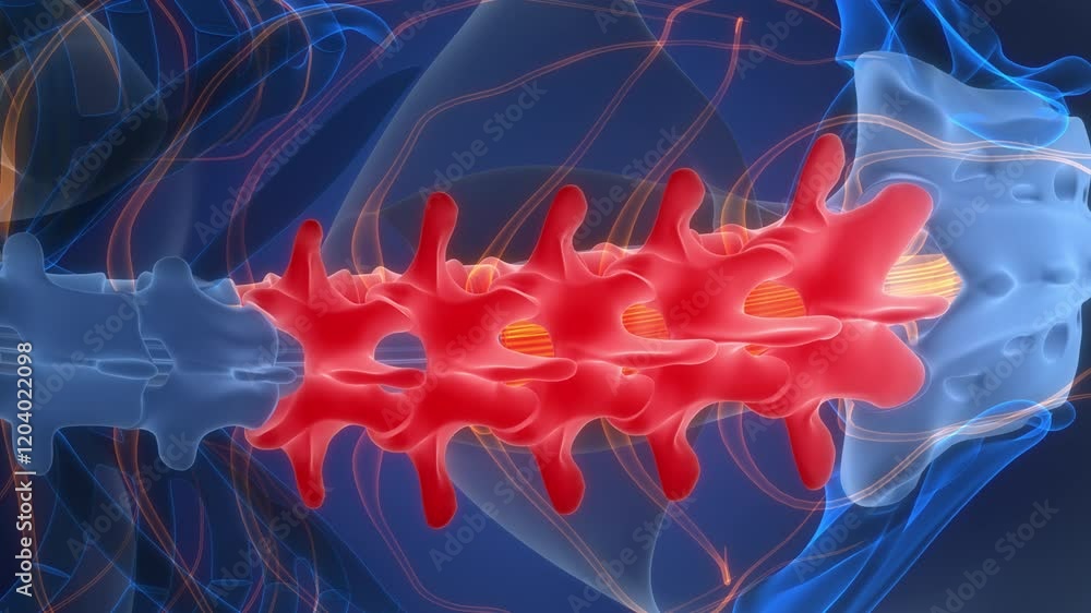 Spinal Cord Vertebral Column Lumbar Vertebrae of Human Skeleton System ...