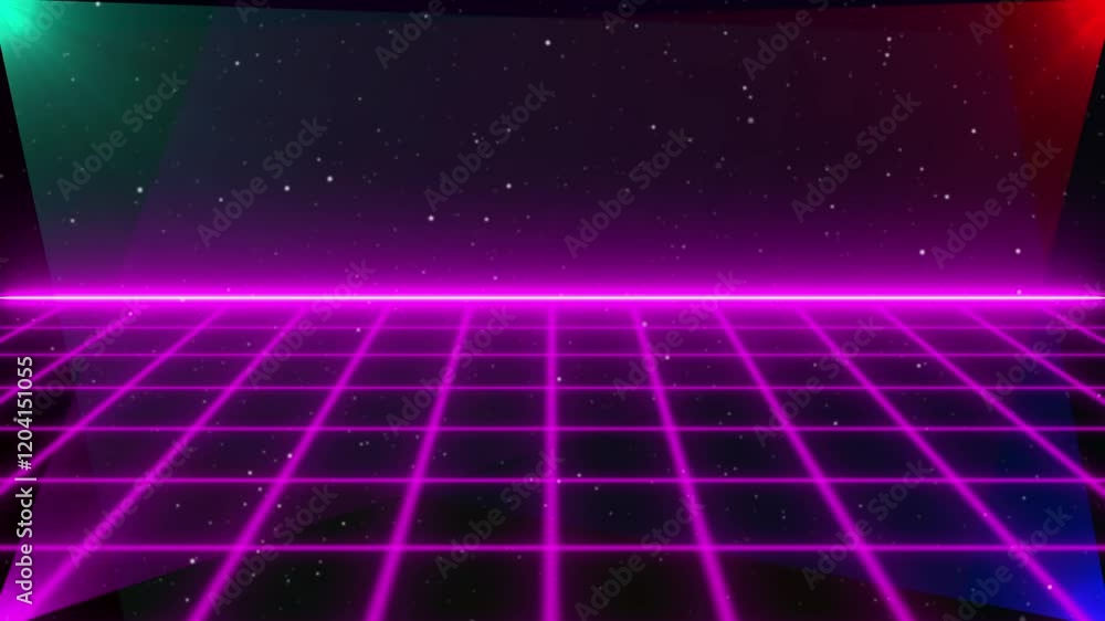 Eighties VHS Textured TV Retro Synthwave 3d Grid Background Loop/ 4k ...