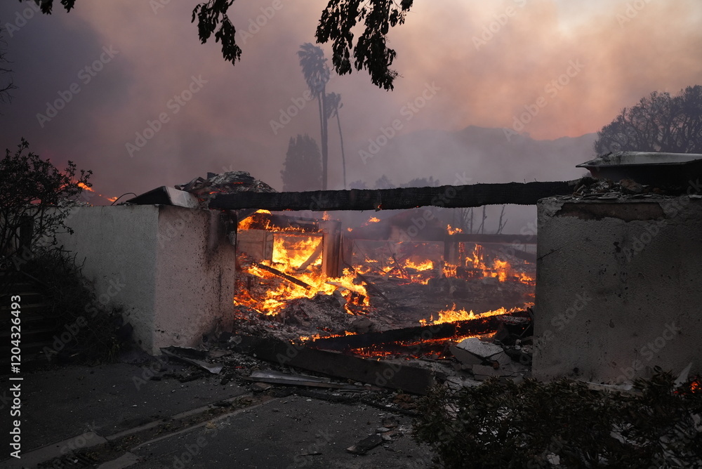 Poster Buildings engulfed in flames in the Palisades fire – Wall Art ...
