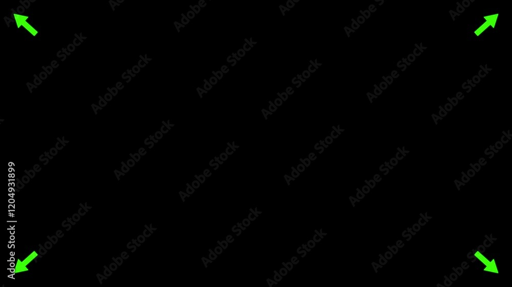 Screen zoom out sign animation on black background. full screen order ...