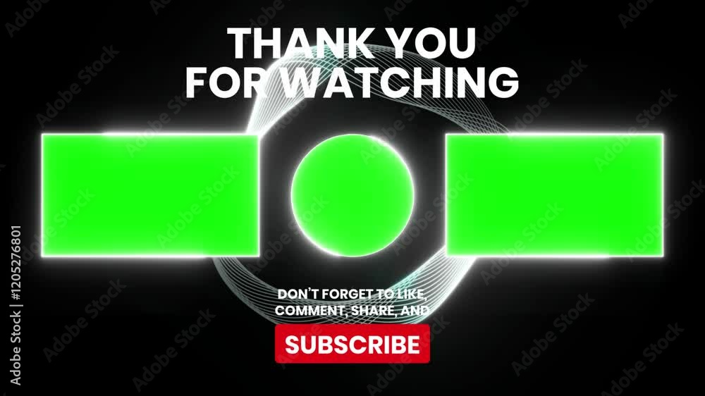 Modern and sleek end screen animation with green screen placeholders ...