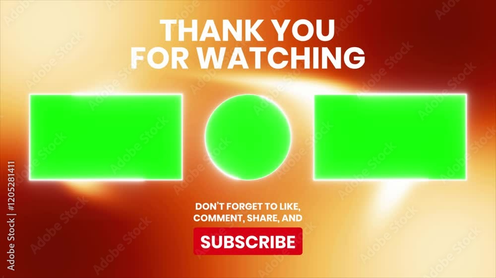Animated end screen for YouTube or social media. Features Thank You for ...