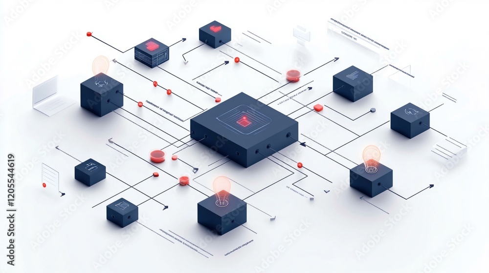Poster A machine learning algorithm visualized through an artificial brain, processing images ...