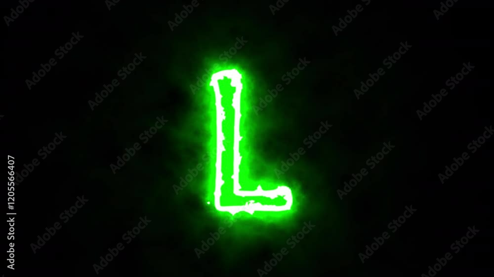 Alphabets L neon animation, Capital alphabets neon fiery green color ...