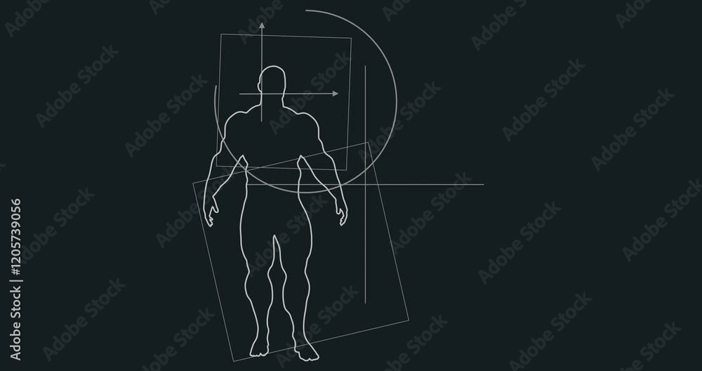 Bodybuilder and geometry shapes. Icon of the posing athlete. You are ...