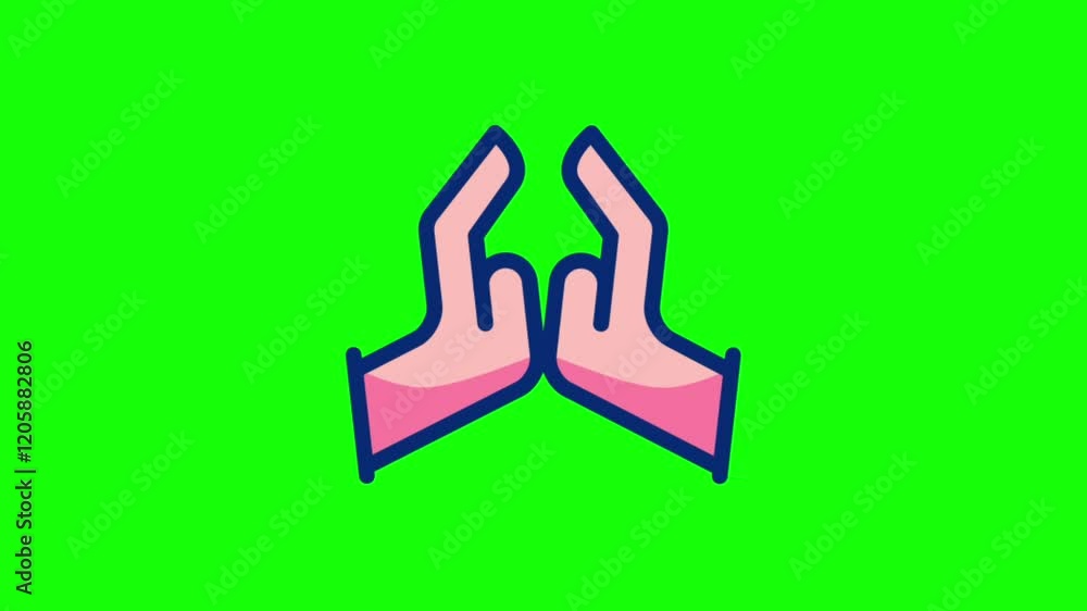 Namaste hand gesture animation loop on green screen background for ...