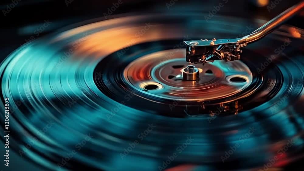 Rotating vinyl record scene, smooth repeating motion for background ...