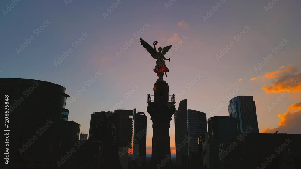 Aerial view from mexico city angel de la independencia landmark ...