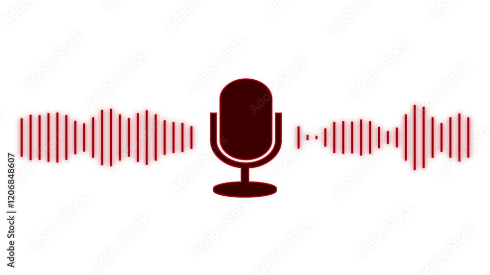 Podcast mic microphone button icon animation voice recording. Concepts ...