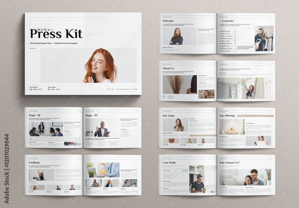 Media Press Kit Template Design Layout Landscape Stock Template | Adobe ...