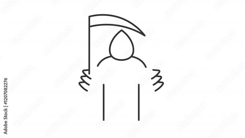 Grim reaper line animation. Death with scythe animated icon. Symbol of ...