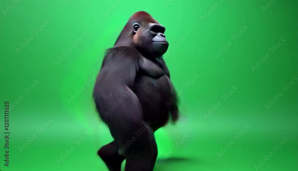 Powerful Gorilla Posing Against Green Screen Background: A Dynamic ...