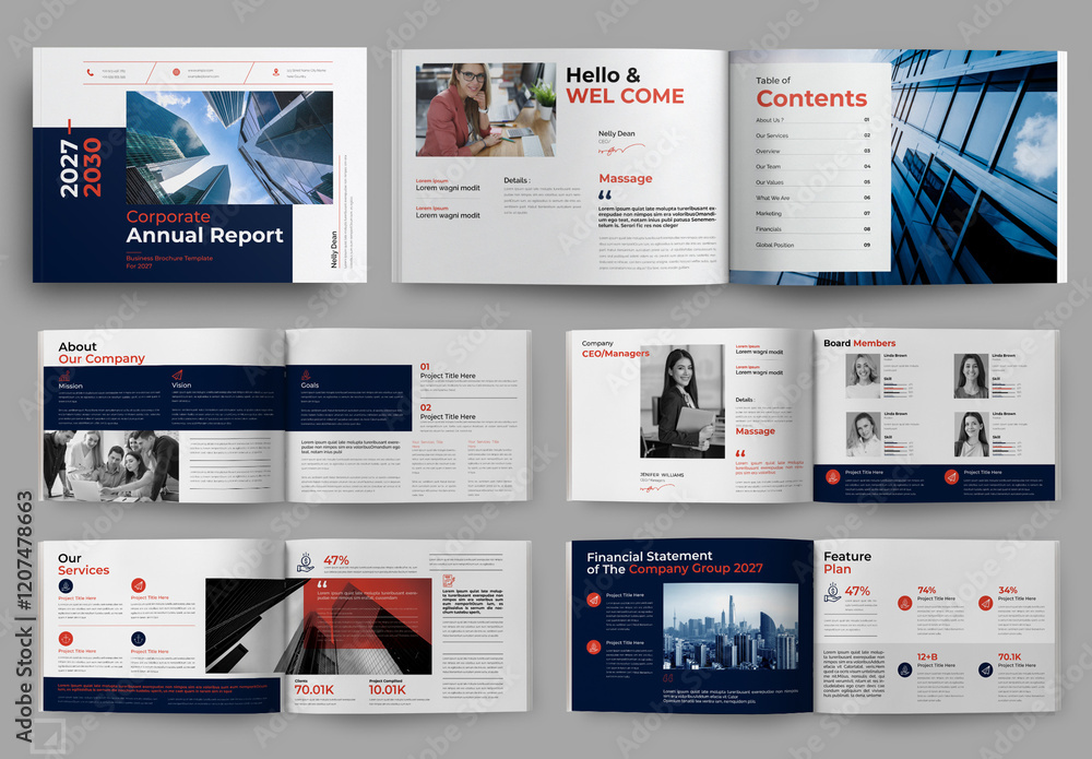Corporate Annual Report Layout Stock Template | Adobe Stock
