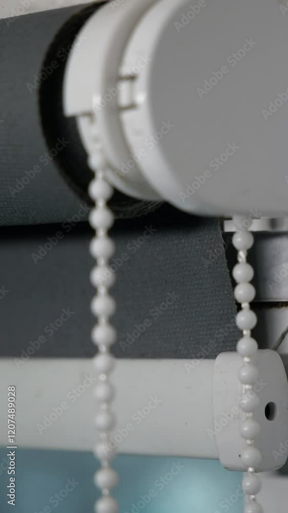 mechanism of roller blinds indoors,Close-up. Roller shutter system day ...