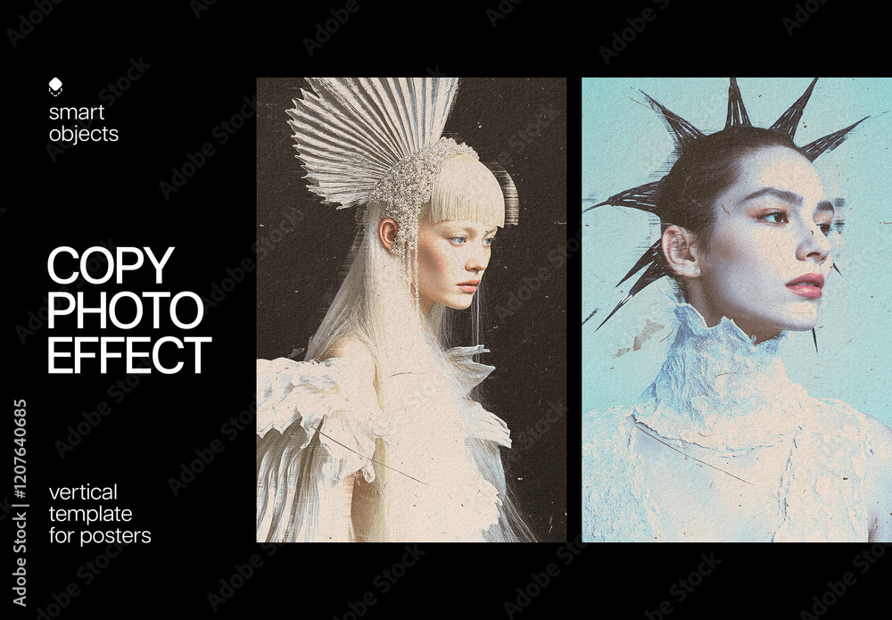 Grunge Copy Poster Photo Effect Mockup Stock Template | Adobe Stock