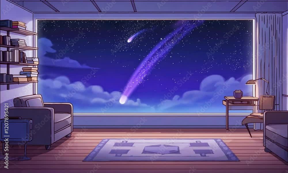 Virtual streamer backgrounds stream overlay loop, cozy living room with ...