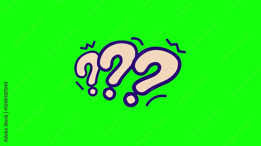 Question mark animation flat and 3d on transparent screen alpha looping ...