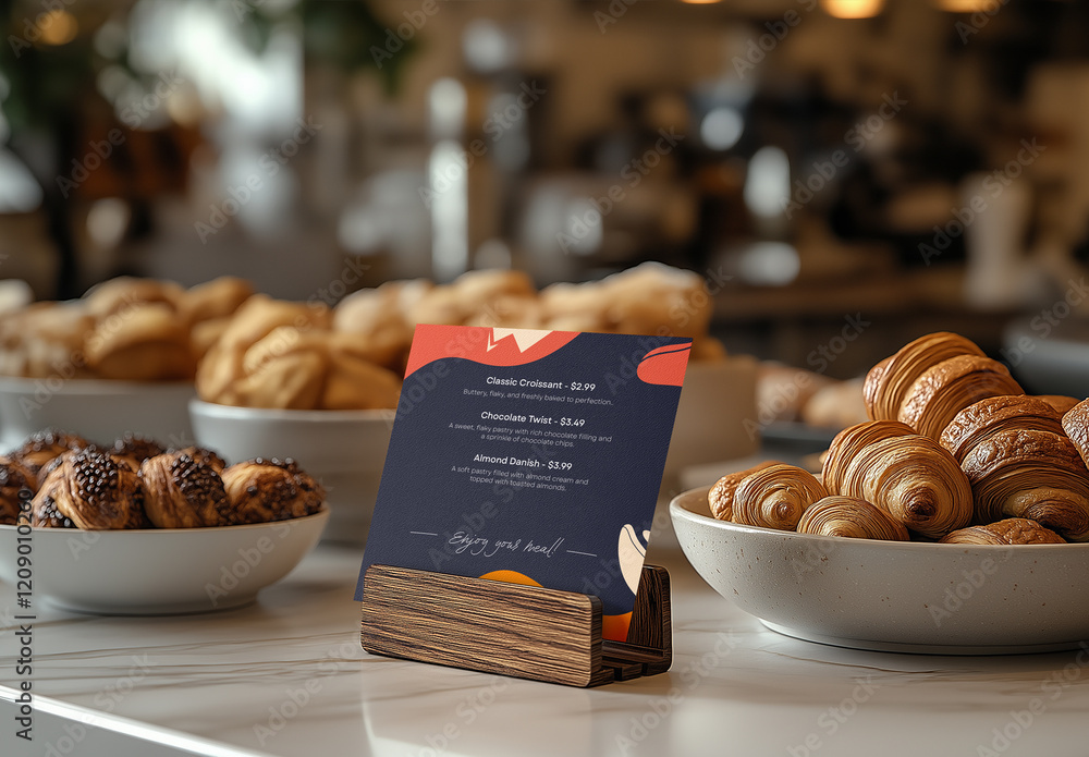 Table Menu Mockup at Bakery Counter – Realistic Display Template for ...