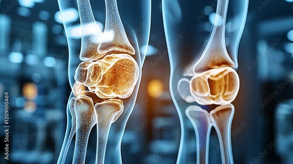 Human Knee Joint X-Ray: Detailed x-ray image showcasing the intricate ...