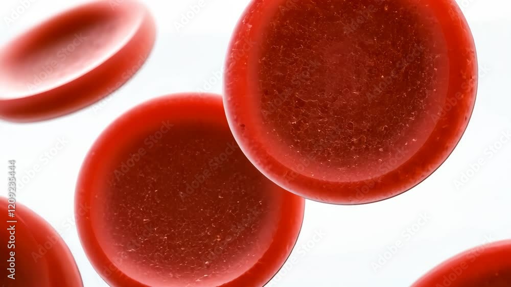 Microscopic view of red blood cells in motion showcasing their ...