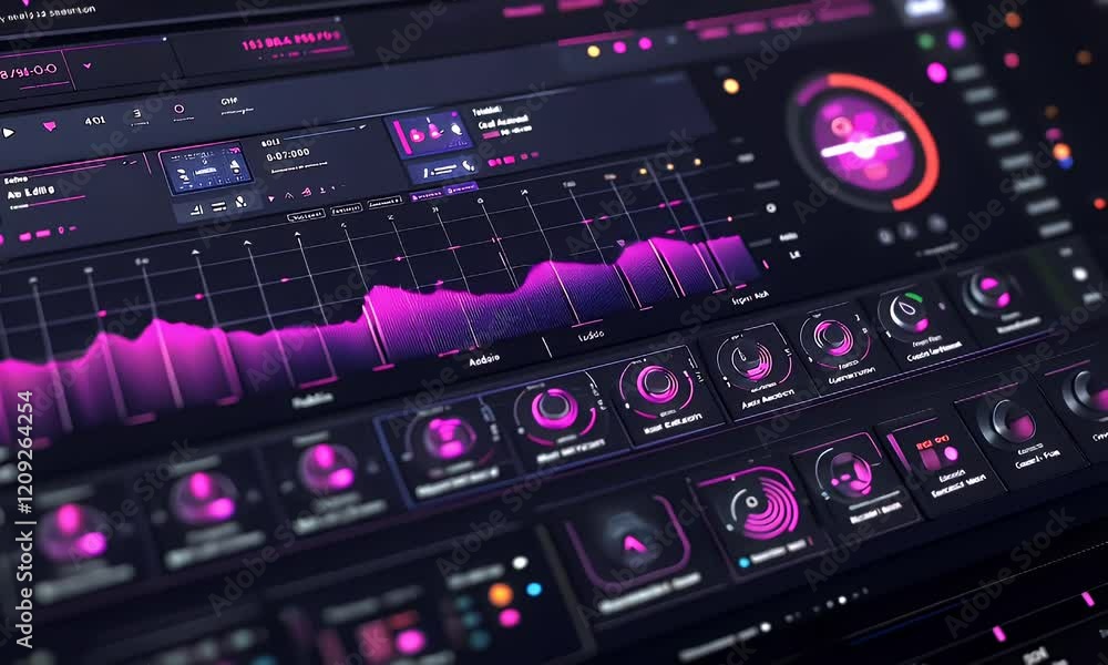 Data analysis dashboard display; graphs, charts, and metrics ...