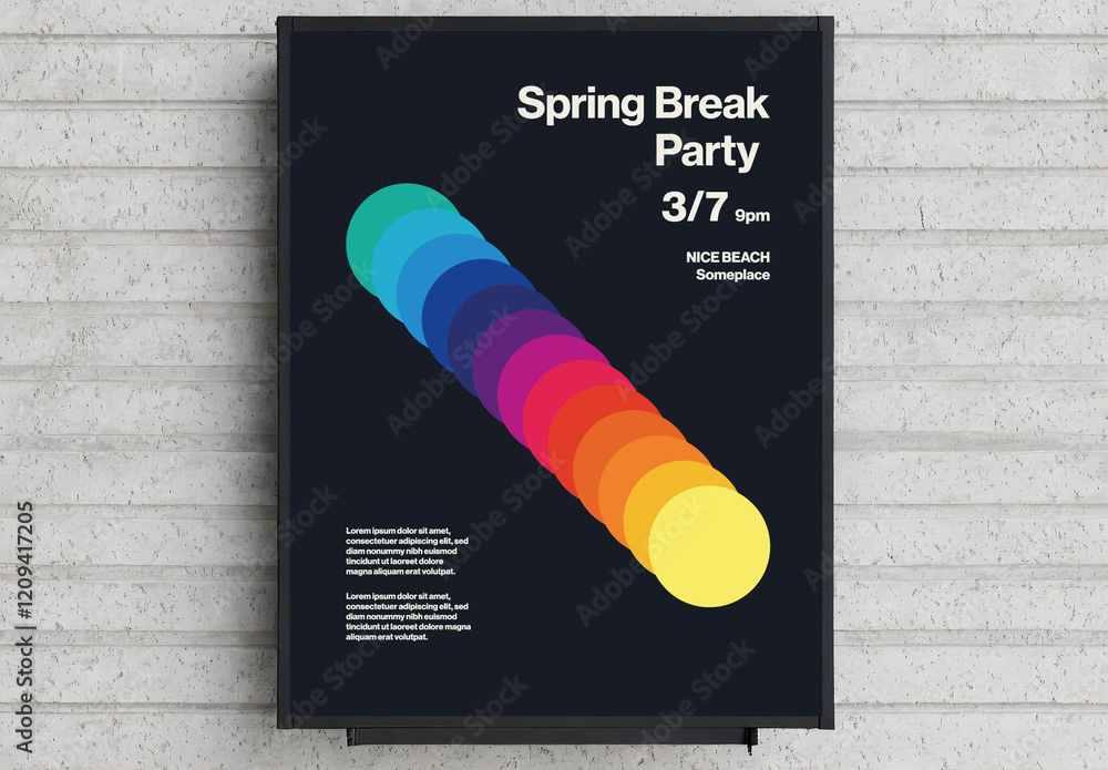 Spring Break Party Poster Colorful Rainbow Circles Stock Template ...