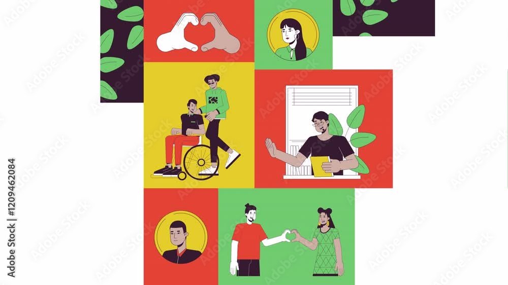 Volunteer community diverse bento grid animation. We culture mindset ...