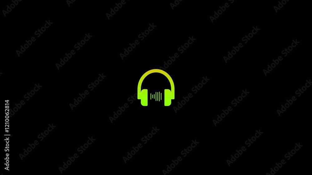 Headphone Sound Wave Animation on a Transparent Background, Animated ...