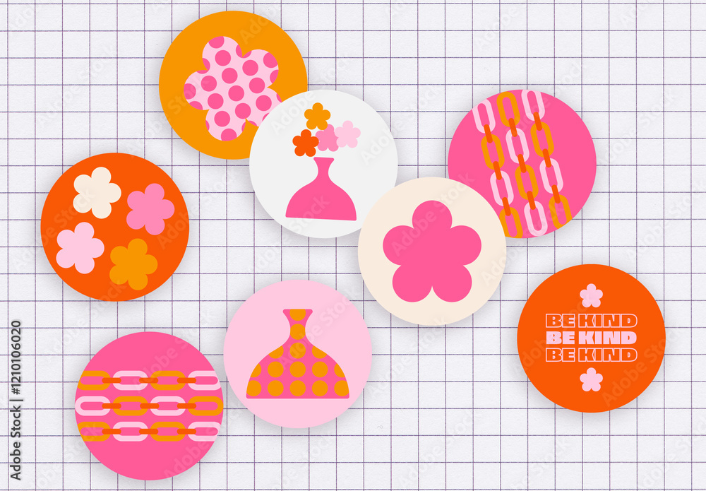 Spring Sticker Set Layout Stock Template | Adobe Stock