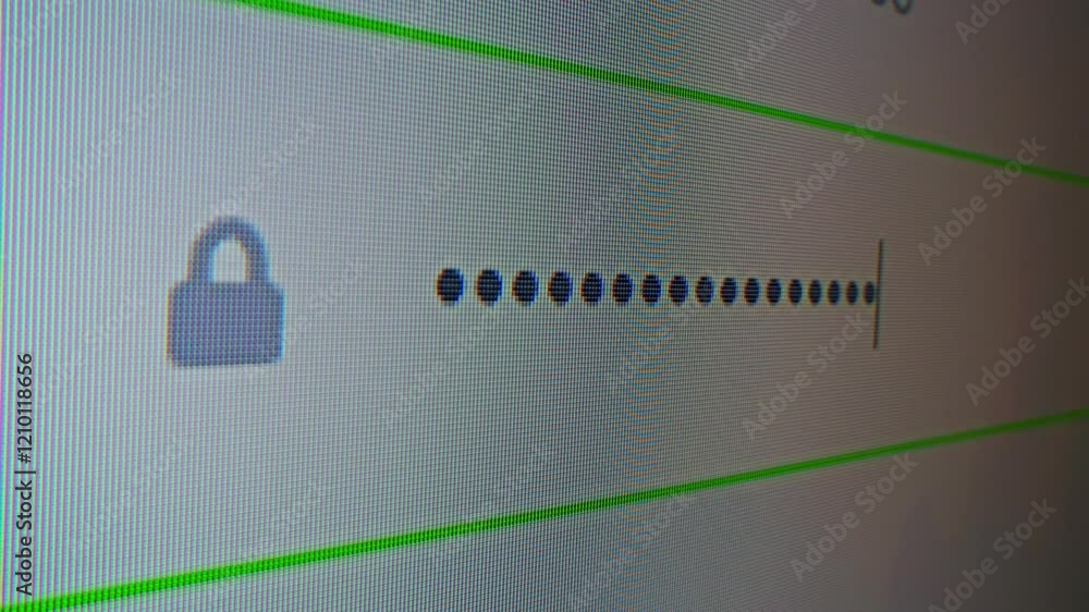 Enter password on PC, Log in Close up of computer screen entering correct password to system ...