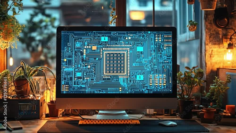 Digital Core: A close-up of a computer monitor displaying a detailed ...