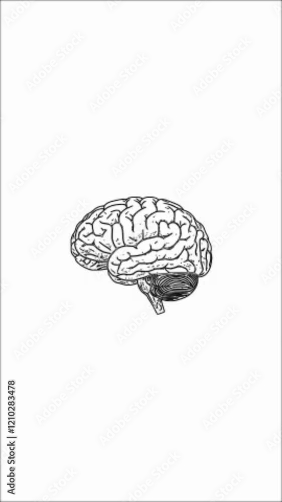 A detailed, hand-drawn animation of the human brain. The video ...