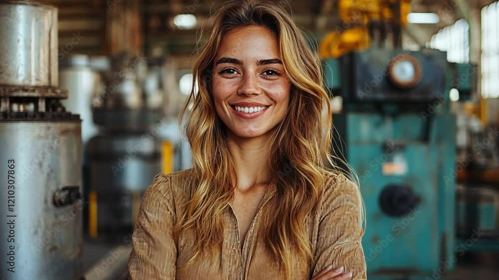 Confident Female Engineer: A confident woman with a warm smile and long ...