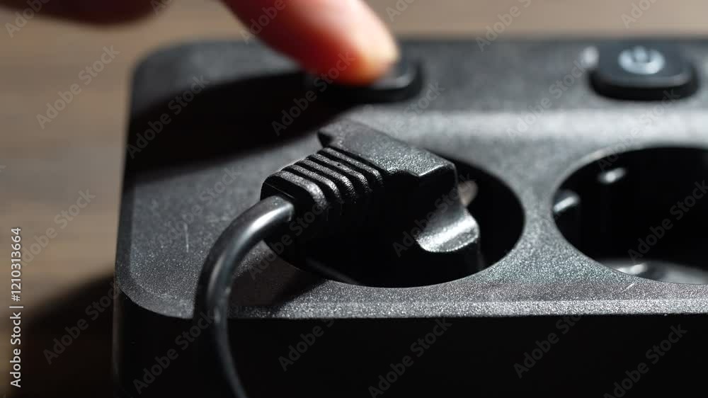 Put an electric plug into a socket. Turn off the electricity supply by ...