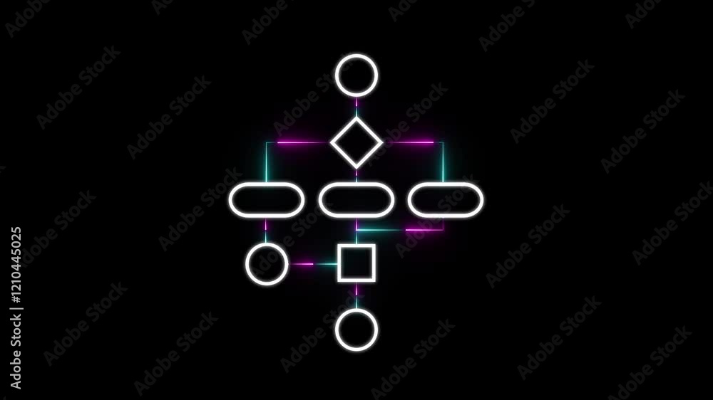 Neon glowing Block diagram concept, analysis scheme, logical, algorithm ... Neon glowing Block diagram concept, analysis scheme, logical, algorithm ...