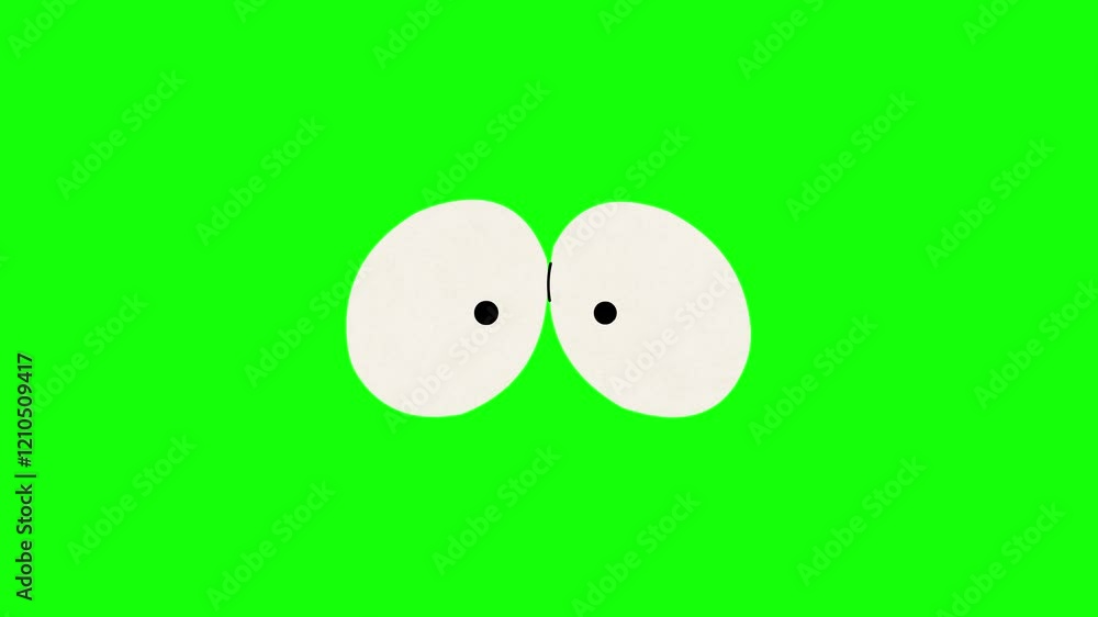 Animated blinking eyes of cartoon character on green chromakey screen ...