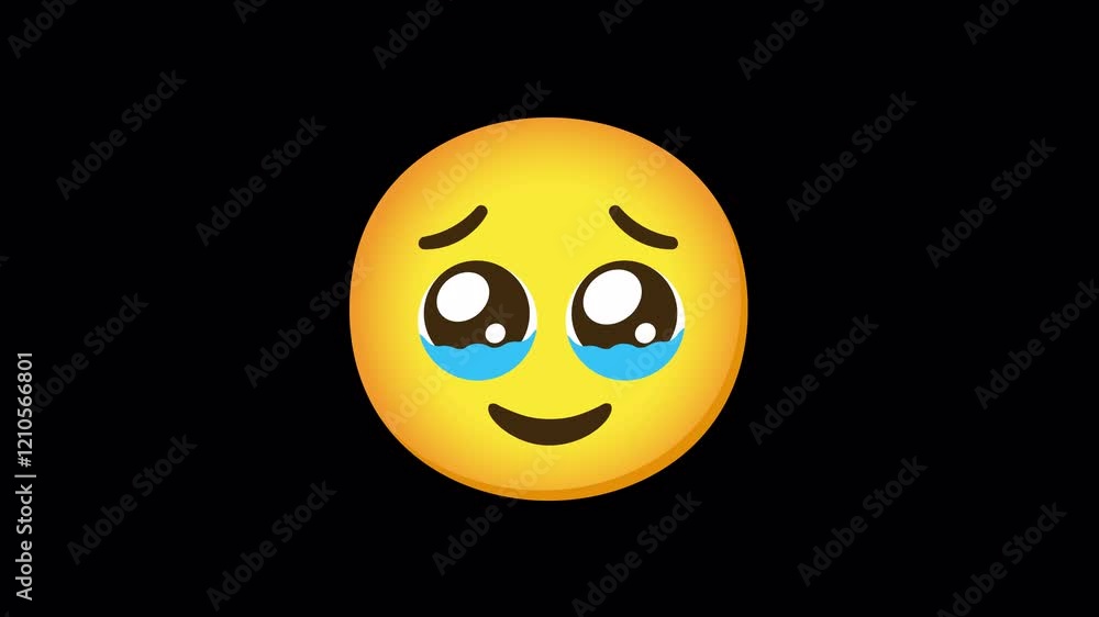 Face holding back tears emoji 4K animation. Transparent background ...