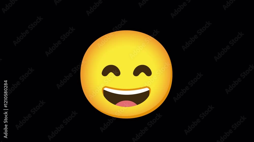 Grinning face smiling eyes emoji 4K animation. Transparent background ...