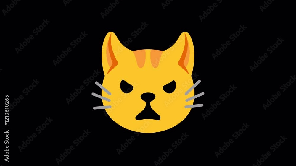 Pouting cat emoji 4K animation. Transparent background. Animated ...