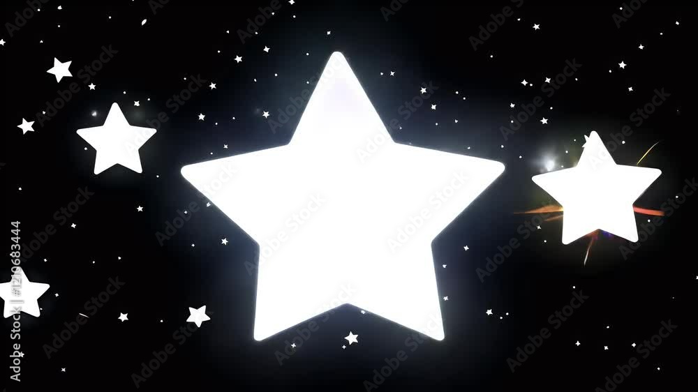 sparkling animated starry sky with twinkling white cartoon stars ...