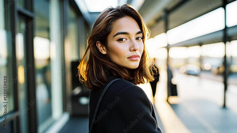 Beautiful and stylish female K-Pop idol smiles as she poses for the ...