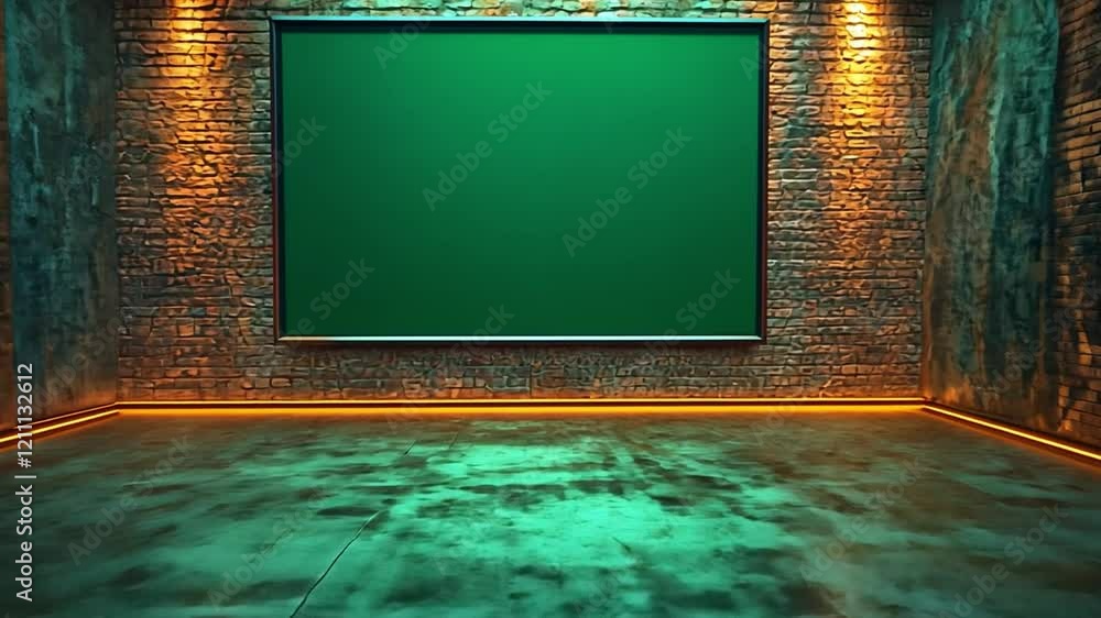Green Screen in Industrial Setting: A large, vibrant green screen is ...