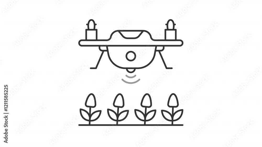 Animated farming drone icon. Precision farming line animation ...