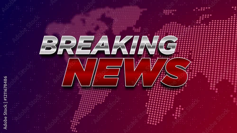 breaking news text animation on world map animation futuristic ...