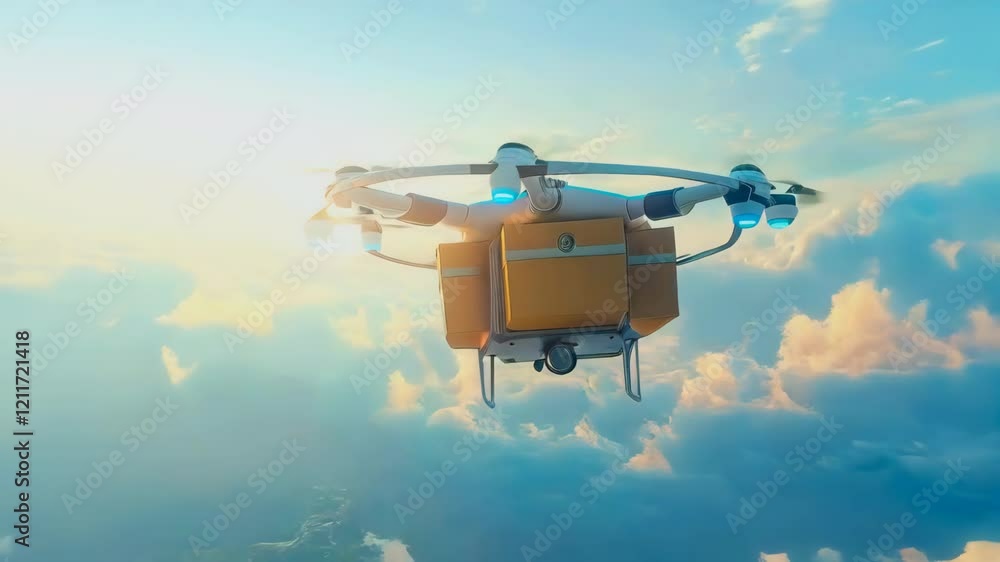 video of Delivery drone with the package in blue sky Відео Stock ...