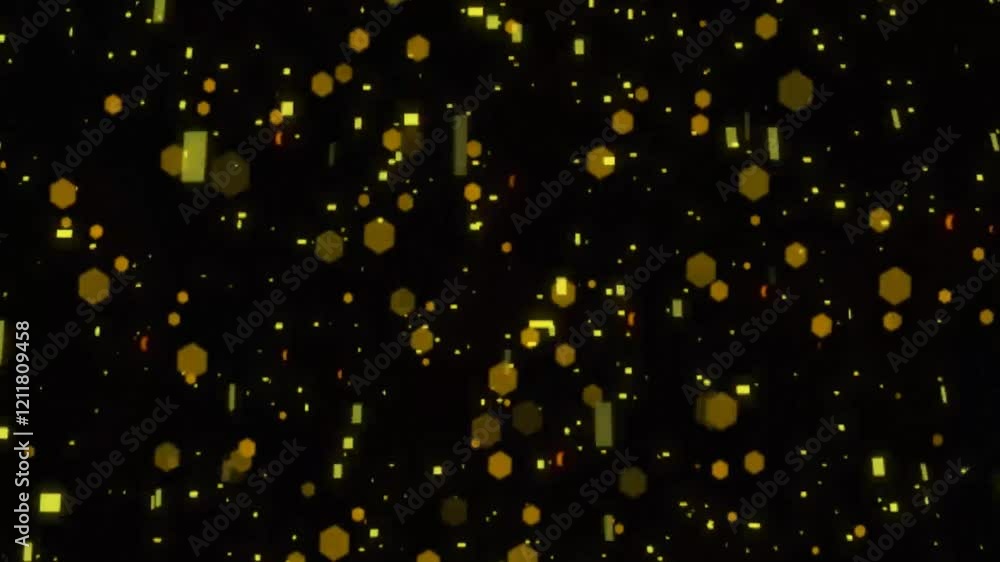 abstract golden shiny particle bokeh lights animation on black screen ...