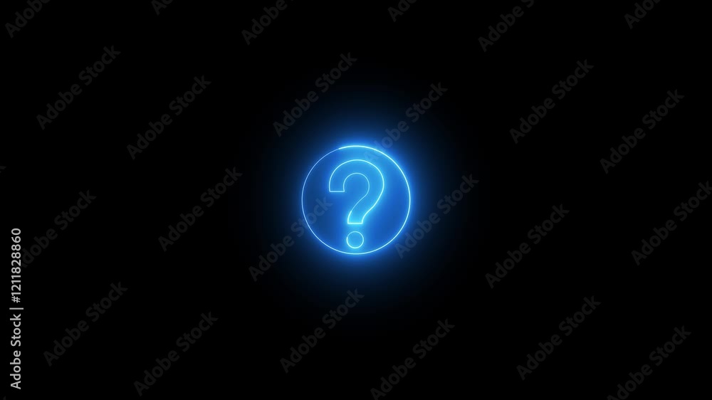 Neon question mark alpha animation. Question mark icon, problem sign icon. neon line question ...