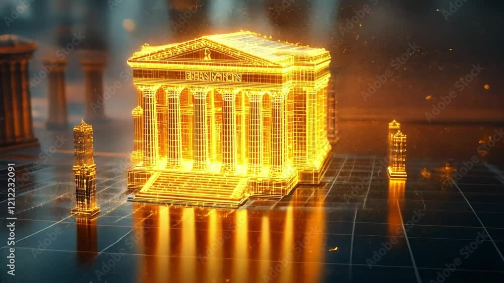 Golden Temple of Knowledge: A radiant, glowing temple structure ...