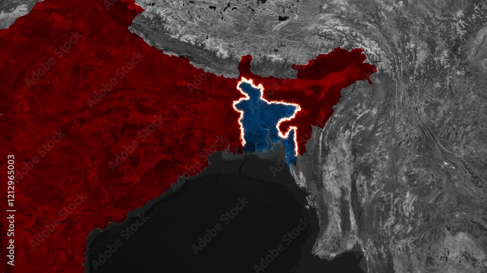 Vídeo do Stock: Geopolitical Map of India and Bangladesh Borders ...